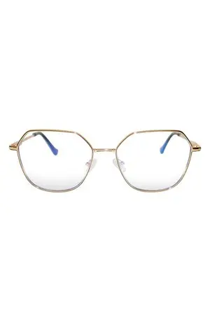 FIFTH & NINTH Geometric Blue Light Blocking Glasses - Gold/clear