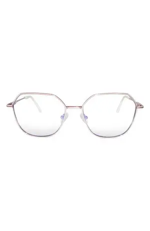 FIFTH & NINTH Geometric Blue Light Blocking Glasses - Rose Gold/ Clear