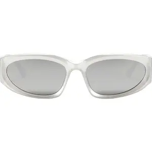 FIFTH & NINTH 59mm Polarized Oval Sunglasses - Silver/ Silver