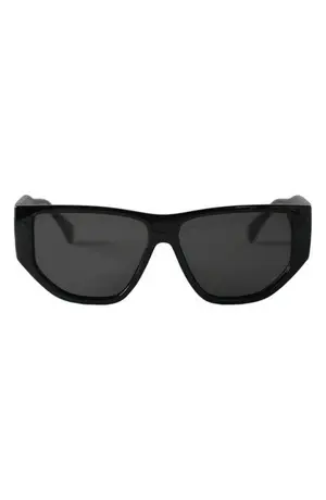 FIFTH & NINTH 56mm Polarized Geometric Sunglasses - Black/black