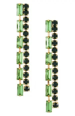 Ettika Ettika Crystal Linear Drop Earrings Green