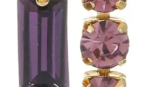Ettika Crystal Linear Drop Earrings - Purple