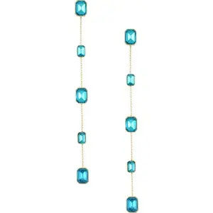 Ettika Baguette Crystal Drop Earrings - Aqua