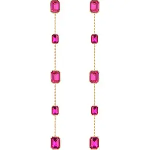 Ettika Baguette Crystal Drop Earrings - Fuchsia
