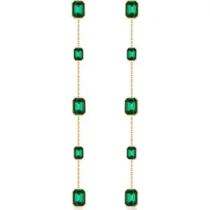 Ettika Baguette Crystal Drop Earrings - Green