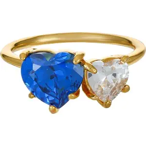 Ettika Ettika Cubic Zirconia Double Heart Ring Sapphire