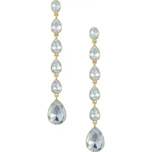 Ettika Teardrop Crystal Linear Earrings - Gold