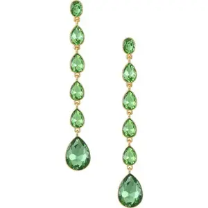 Ettika Teardrop Crystal Linear Earrings - Peridot