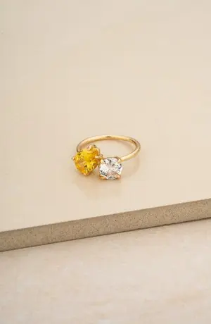 Ettika Cubic Zirconia Statement Ring - Yellow