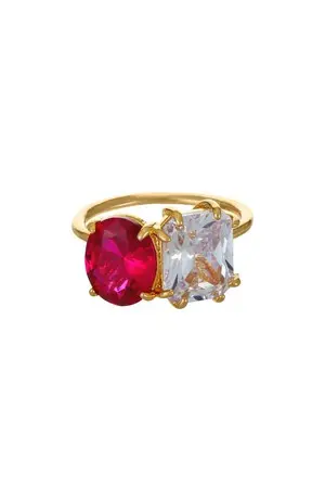 Ettika Cubic Zirconia Statement Ring - Ruby