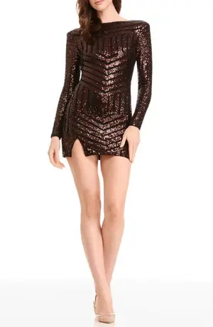 Metallic Stripe Long Sleeve Mini Dress