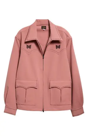 Needles Butterfly Embroidered Topstitched Western Sport Jacket In