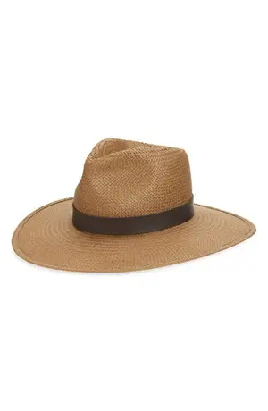 Janessa Leoné Packable Straw Fedora - Brown
