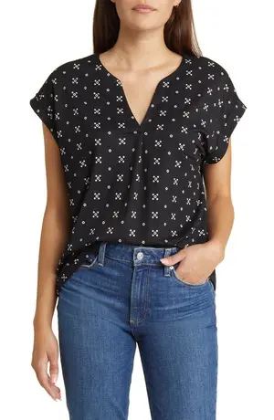 Bobeau Bobeau Dolman Sleeve Piqué T-Shirt Black Geo