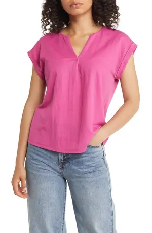 Bobeau Bobeau Dolman Sleeve Piqué T-Shirt Fuchsia