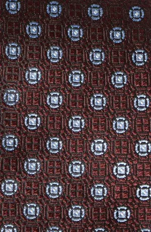 Zegna Cinque Pieghe Medallion Silk Tie - Burgundy