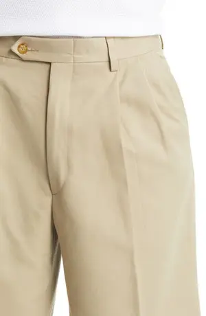 Berle Microfiber Pleated Shorts - Tan