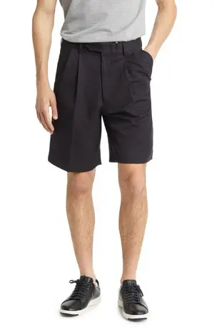 Berle Microfiber Pleated Shorts - Black