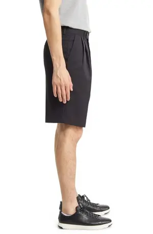 Berle Microfiber Pleated Shorts - Black
