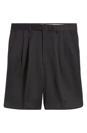 Berle Microfiber Pleated Shorts - Black