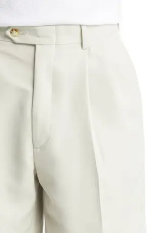 Berle Microfiber Pleated Shorts - Stone