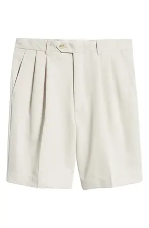 Berle Microfiber Pleated Shorts - Stone