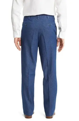 Berle Pleated Flat-front Denim Trousers