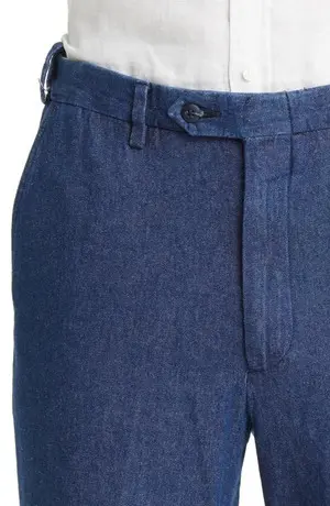 Berle Pleated Flat-front Denim Trousers