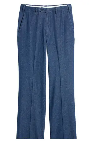 Berle Pleated Flat-front Denim Trousers