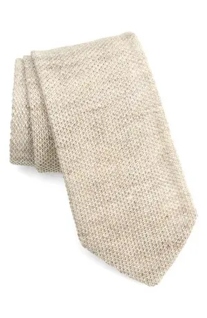 Thom Sweeney Linen Knit Neck Tie - Beige