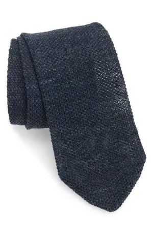 Thom Sweeney Linen Knit Neck Tie - Navy