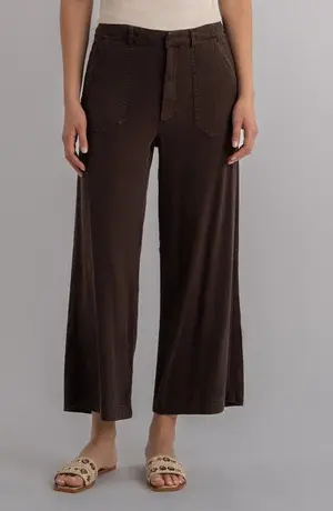 Kut From The Kloth Topaz High-waisted Wide-leg Linen-blend Pants - Chocolate