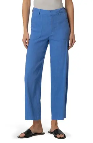 Kut From The Kloth Topaz High-waisted Wide-leg Linen-blend Pants - Cornflower