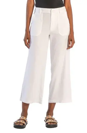 Kut From The Kloth KUT From The Kloth Topaz High-Waisted Wide-Leg Linen-Blend Pants White