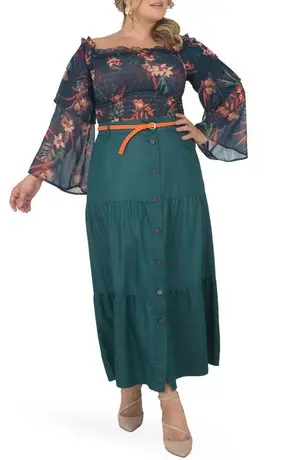 STANDARDS & PRACTICES Denim Maxi Peasant Skirt