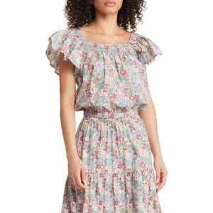 Nordstrom Matching Family Moments Floral Cotton Top - Blue Fair Wildflowers