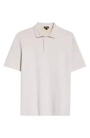 Zegna Honeycomb Short Sleeve Cotton Polo