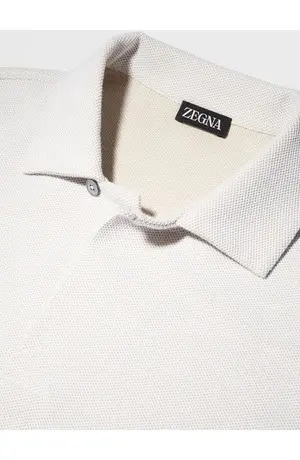 Zegna Honeycomb Short Sleeve Cotton Polo