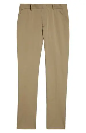 Zegna Flat Front Stretch Cotton Gabardine Trousers