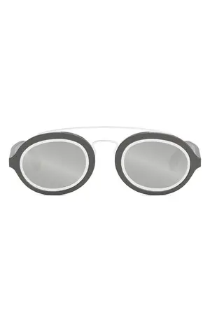 Fendi Ff  Around 52mm Oval Sunglasses Grey/ Smoke Mirror