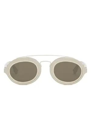 Fendi Ff  Around 52mm Oval Sunglasses Ivory / Brown