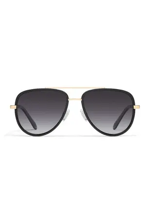 Quay All In 56mm Polarized Aviator Sunglasses - Black/ Smoke Polarized