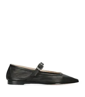 Le Monde Beryl Leather Mary Jane Ballet Flats - Black