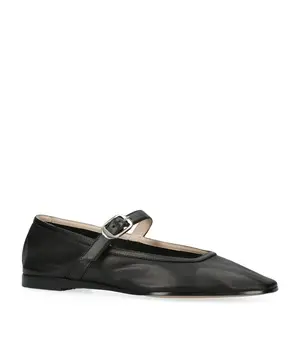 Le Monde Beryl Leather Mary Jane Ballet Flats - Black