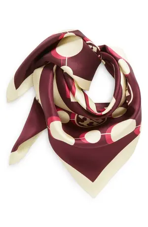 Tory Burch 3d T Monogram Silk Square Scarf