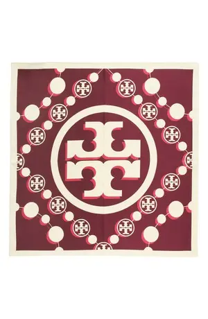 Tory Burch 3d T Monogram Silk Square Scarf