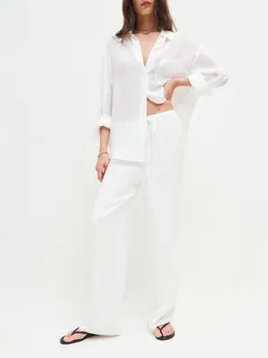 REFORMATION Olina Pant White Crinkle
