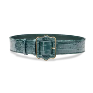 Sarah Flint Vienna Waist Belt Emerald Green Croc Embossed Calf