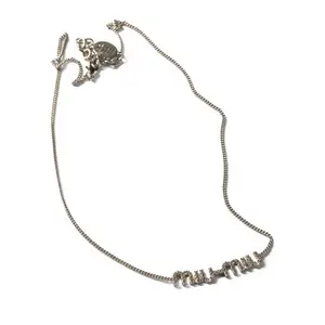Miu Miu Metal Necklace With Crystals