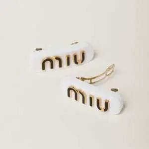 Miu Miu Plexiglas And Metal Hair Clips - White/Black | Editorialist